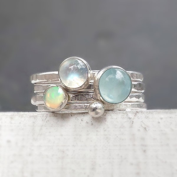 Gemstone Ring Set - Etsy