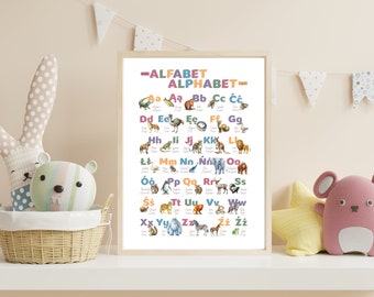 English Animal Alphabet Poster ABC - Etsy UK