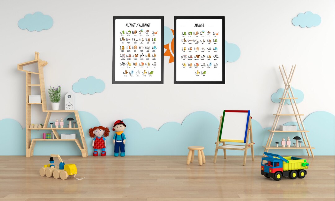 Set of 2 Polish+english, Polish Only Animal Alphabet Poster / Alfabet ...