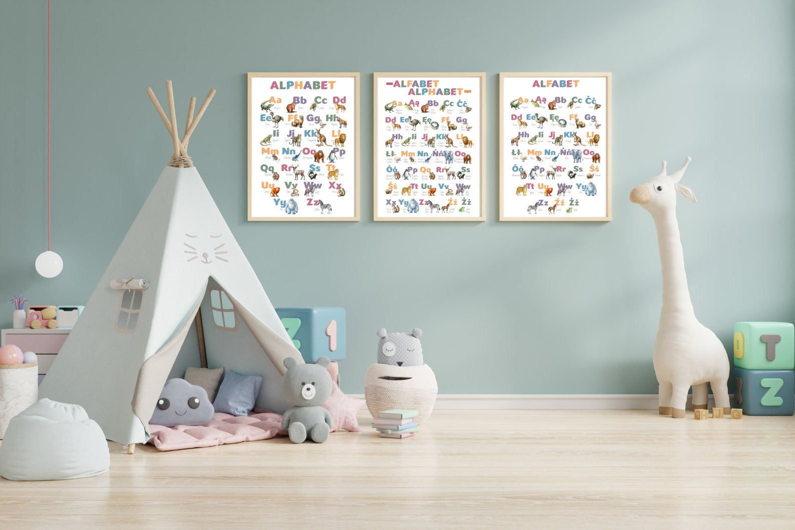 English Animal Alphabet Poster ABC - Etsy UK
