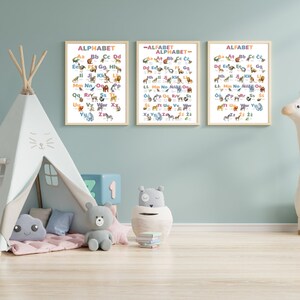 English Animal Alphabet Poster ABC - Etsy UK