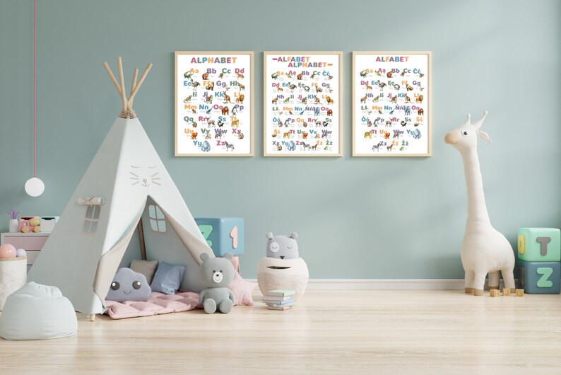 English Animal Alphabet Poster ABC - Etsy UK