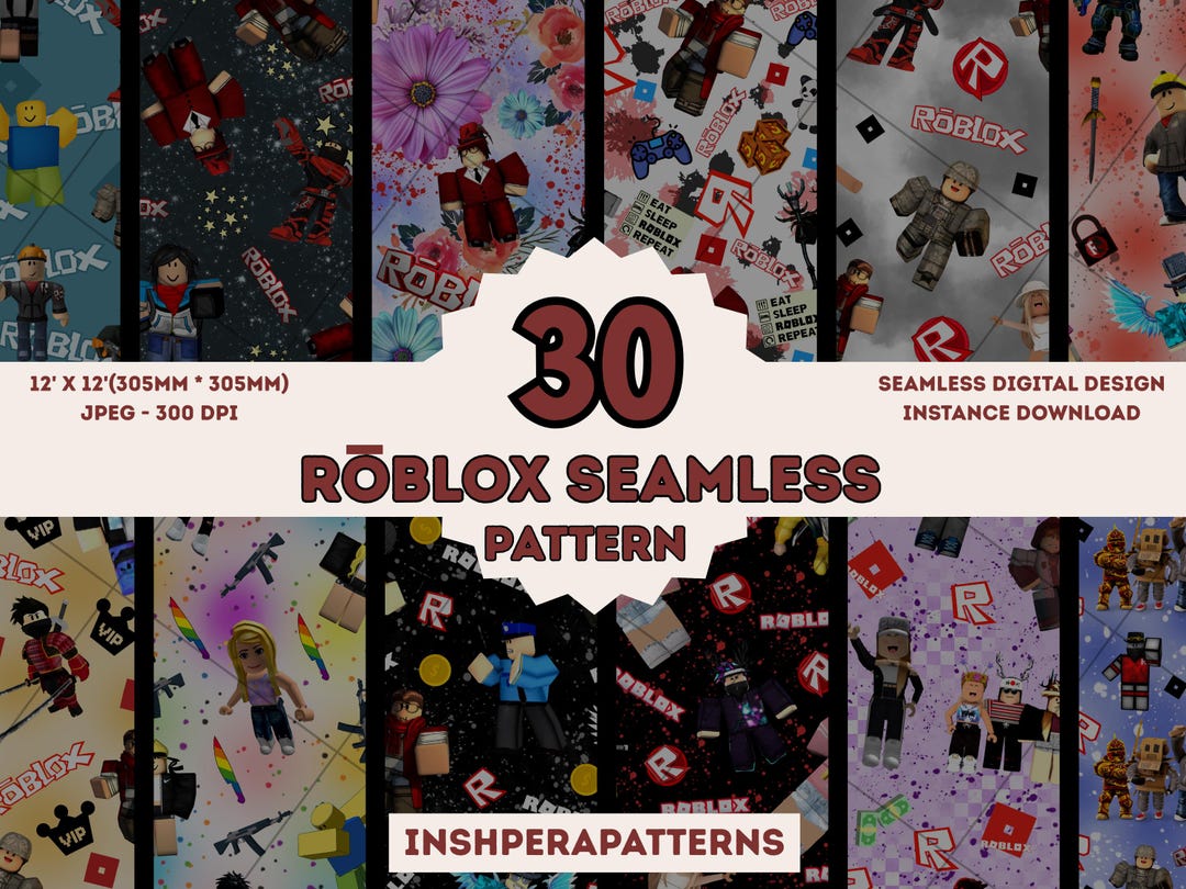 Digital 30 Roblox Game Seamless Pattern, Roblox Pattern Bundle, Instant ...