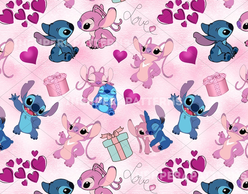 Lilo and Stitch Seamless Pattern Cartoon Digital Paper Cute Kids ...