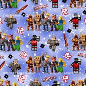 Digital Game Seamless Pattern: Roblox Style, Scrapbooking, Sublimation ...