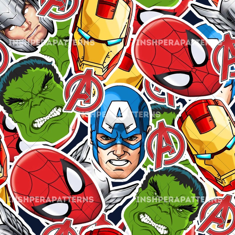 Super Hero Seamless Pattern: Cartoon Clipart Digital Paper (JPEG File ...