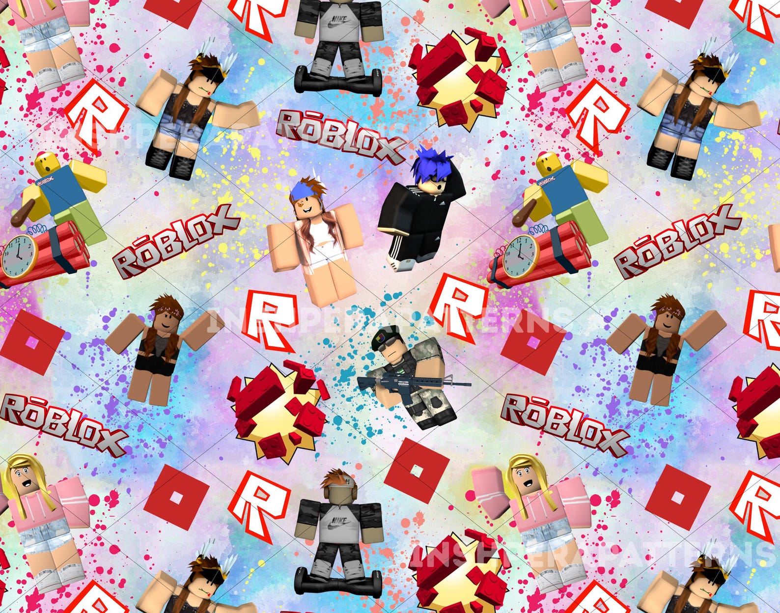 Digital Game Seamless Pattern: Roblox Style, Scrapbooking, Sublimation ...