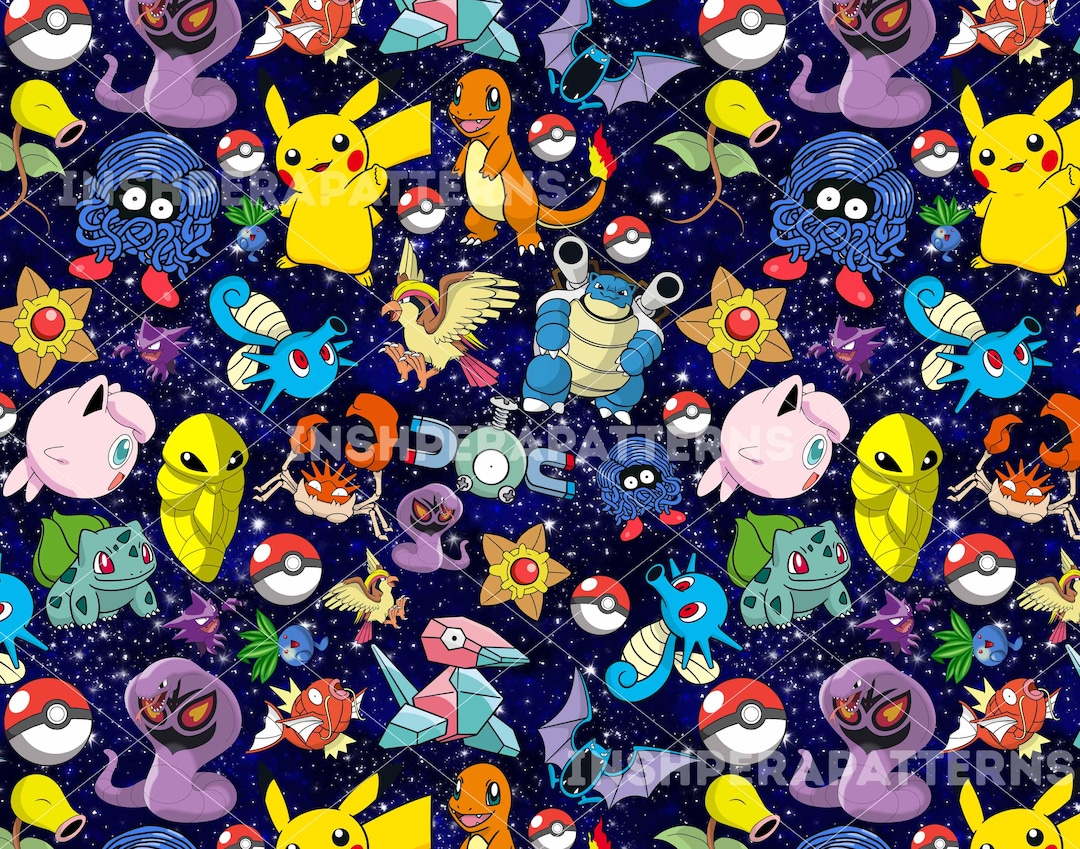 Pokémon Seamless Pattern, Cute Kawaii Anime Digital Paper, Cartoon ...