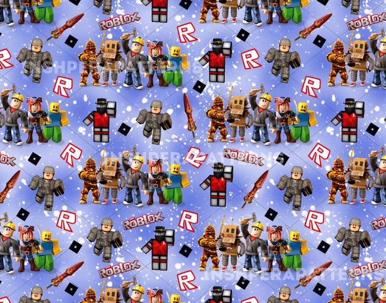 Digital Game Seamless Pattern: Roblox Style, Scrapbooking, Sublimation ...
