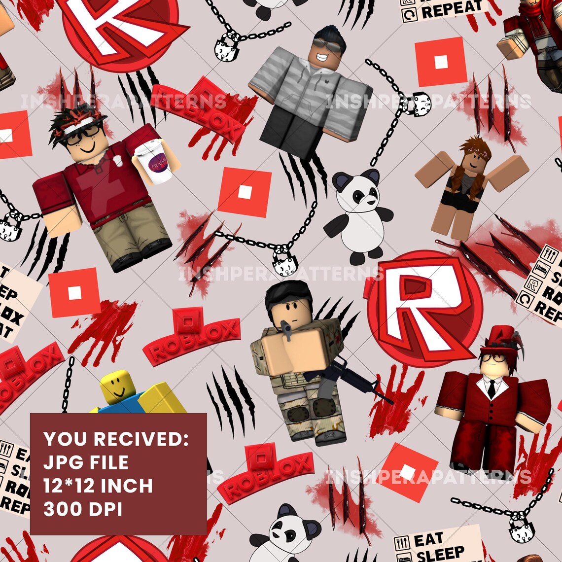 Roblox Seamless Pattern: Gamer Fabric, Kids Wallpaper (digital Download ...