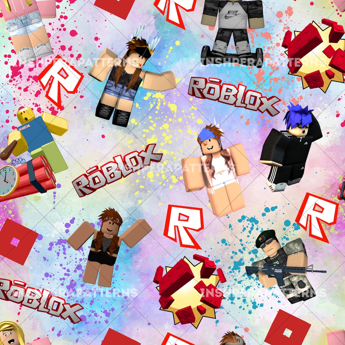 Digital Game Seamless Pattern: Roblox Style, Scrapbooking, Sublimation ...