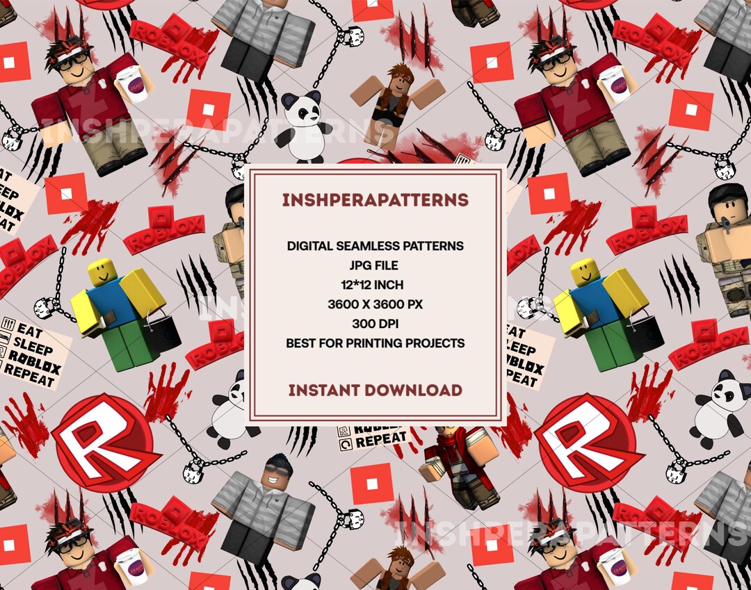 Roblox Seamless Pattern: Gamer Fabric, Kids Wallpaper (digital Download ...