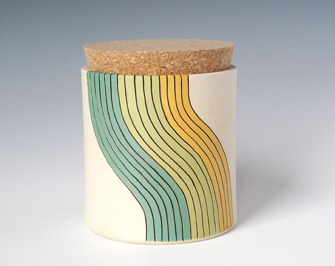 Medium Cork Jar - Wave Design - Etsy
