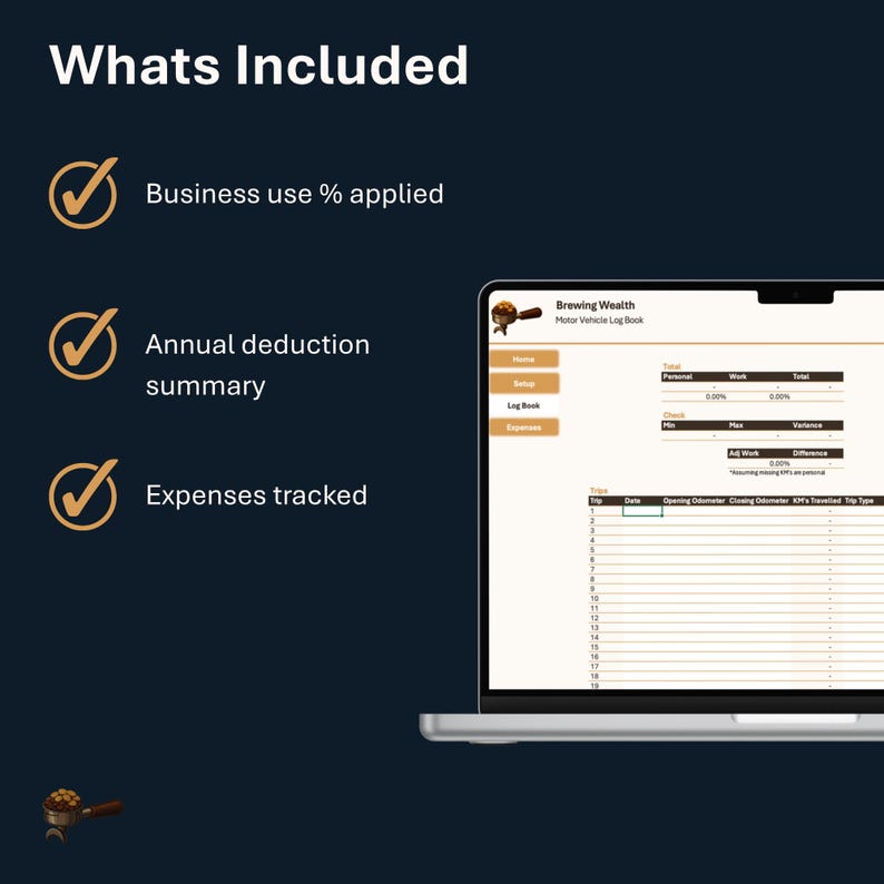 Vehicle Log Book Tracker Australia | Car Expense & Tax Deduction Excel ...