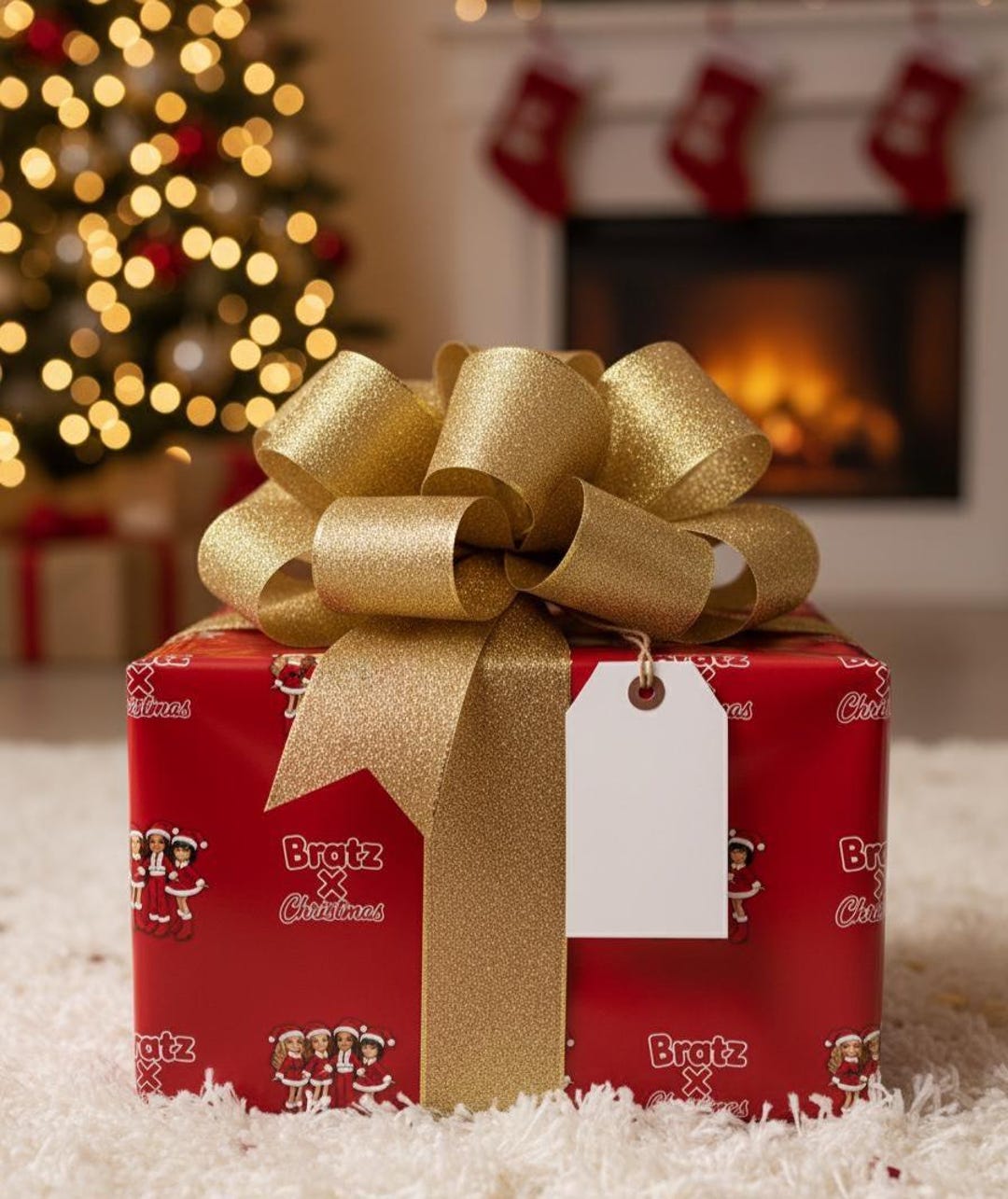 Bratz Holiday Wrapping Paper, Christmas Gift Wrap, Cute Santa Design ...