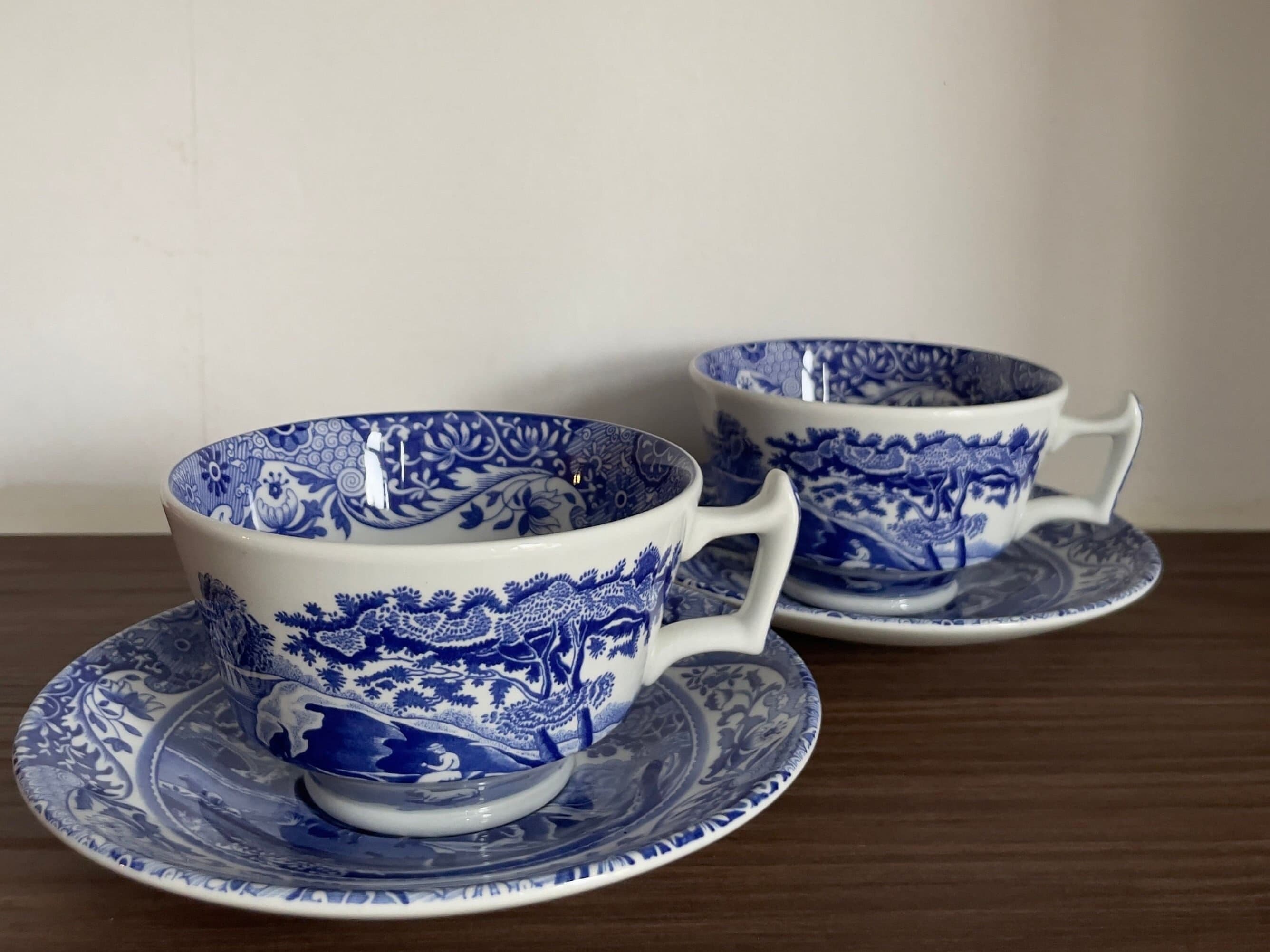 Pair of Vintage Spode Cups and Saucers, 1976-1999, Blue and White ...