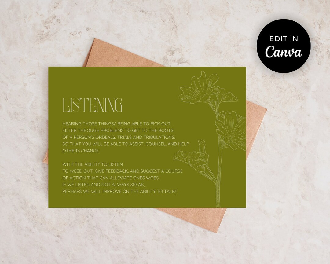 Digital Poem Template "listening" Horizontal Poem Digital Print ...