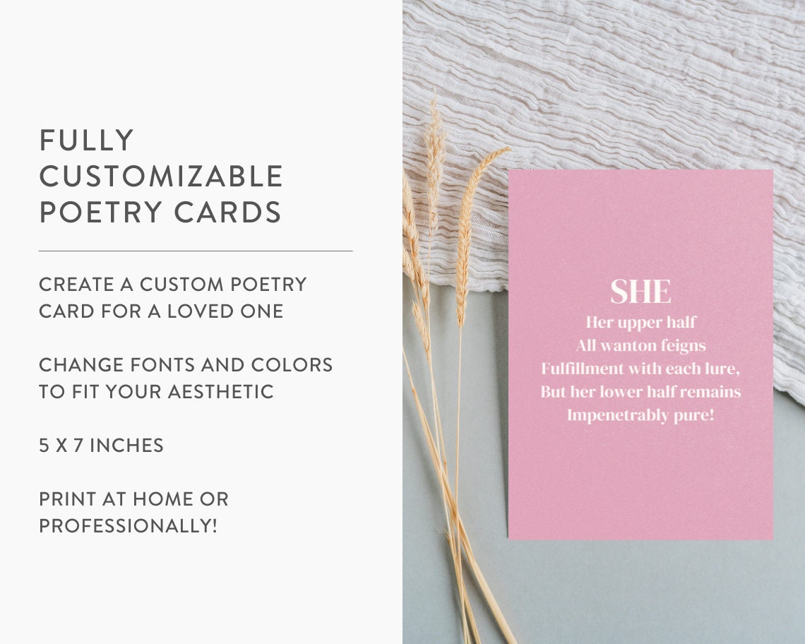 Digital Poem Template "she 1" Vertical Poem Digital Print Editable File ...
