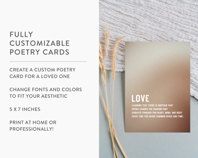 Digital Poem Template love 1 Vertical Poem Digital Print Editable File ...