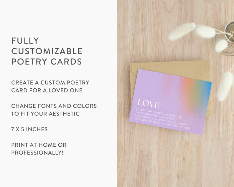Digital Poem Template "love 2" Horizontal Poem Digital Print Editable ...
