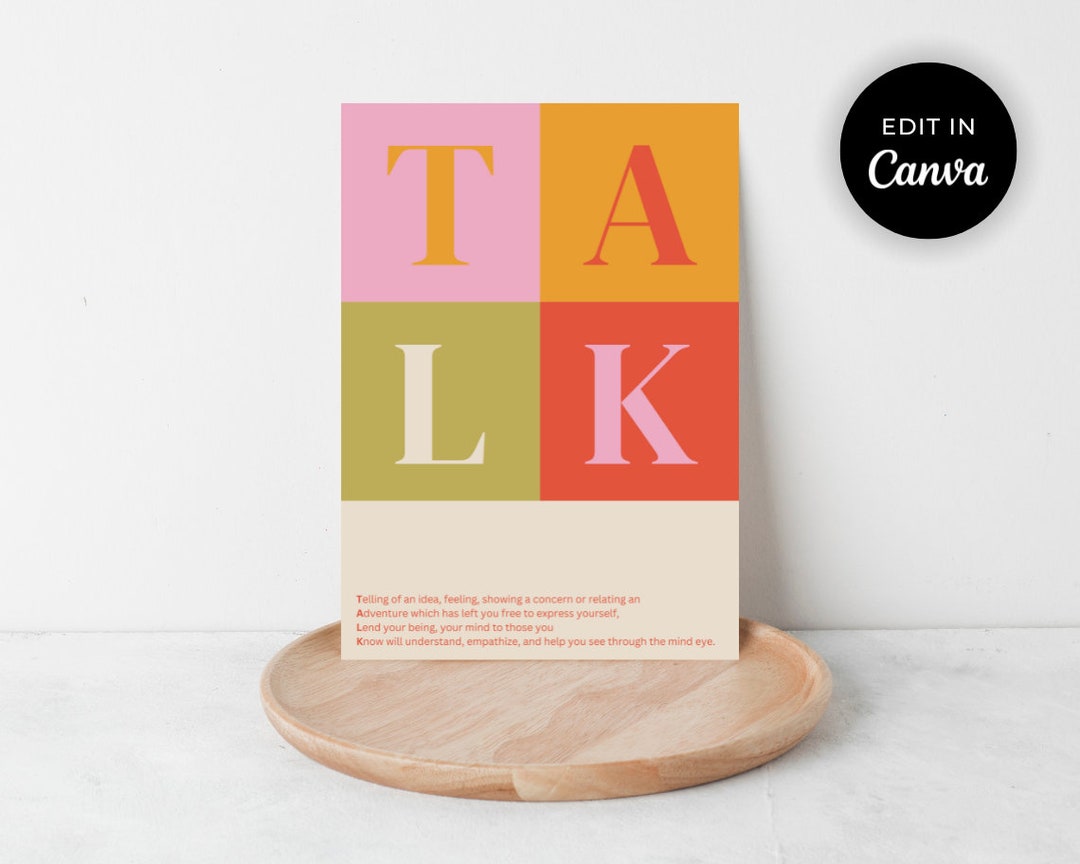 Digital Poem Template "talk 1" Vertical Poem Digital Print Editable ...