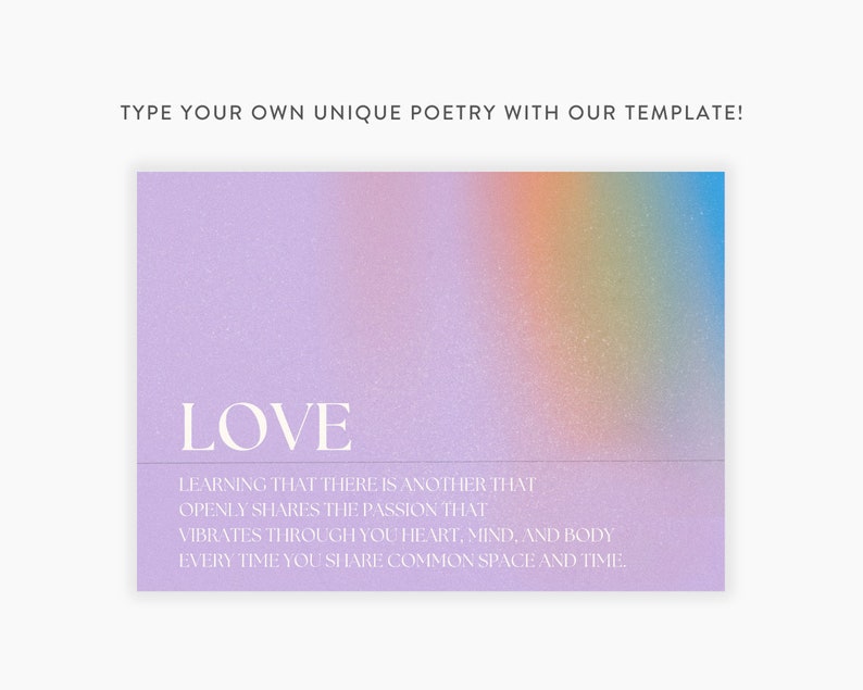 Digital Poem Template "love 2" Horizontal Poem Digital Print Editable ...
