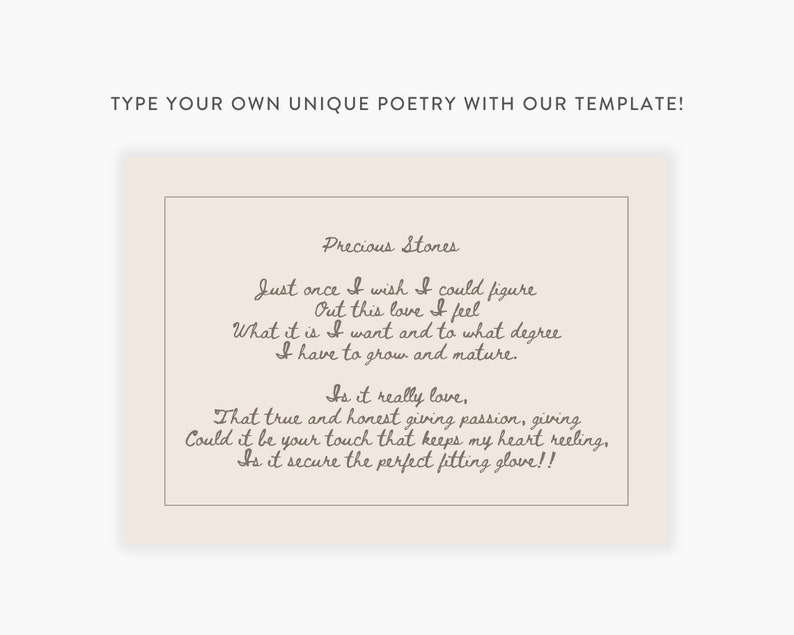 Digital Poem Template precious Stones 1 Horizontal Poem Digital Print ...