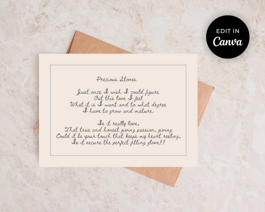 Digital Poem Template "precious Stones 1" Horizontal Poem Digital Print ...