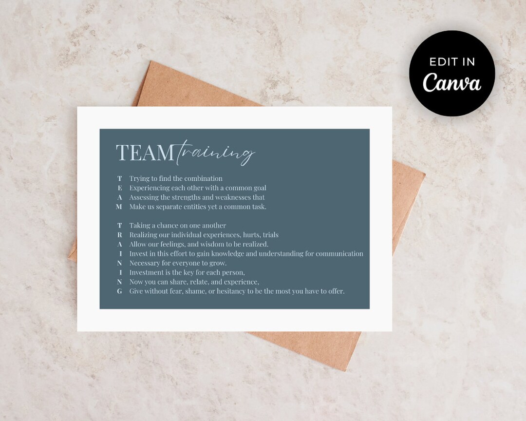 Digital Poem Template "team Training 2" Horizontal Poem Digital Print ...