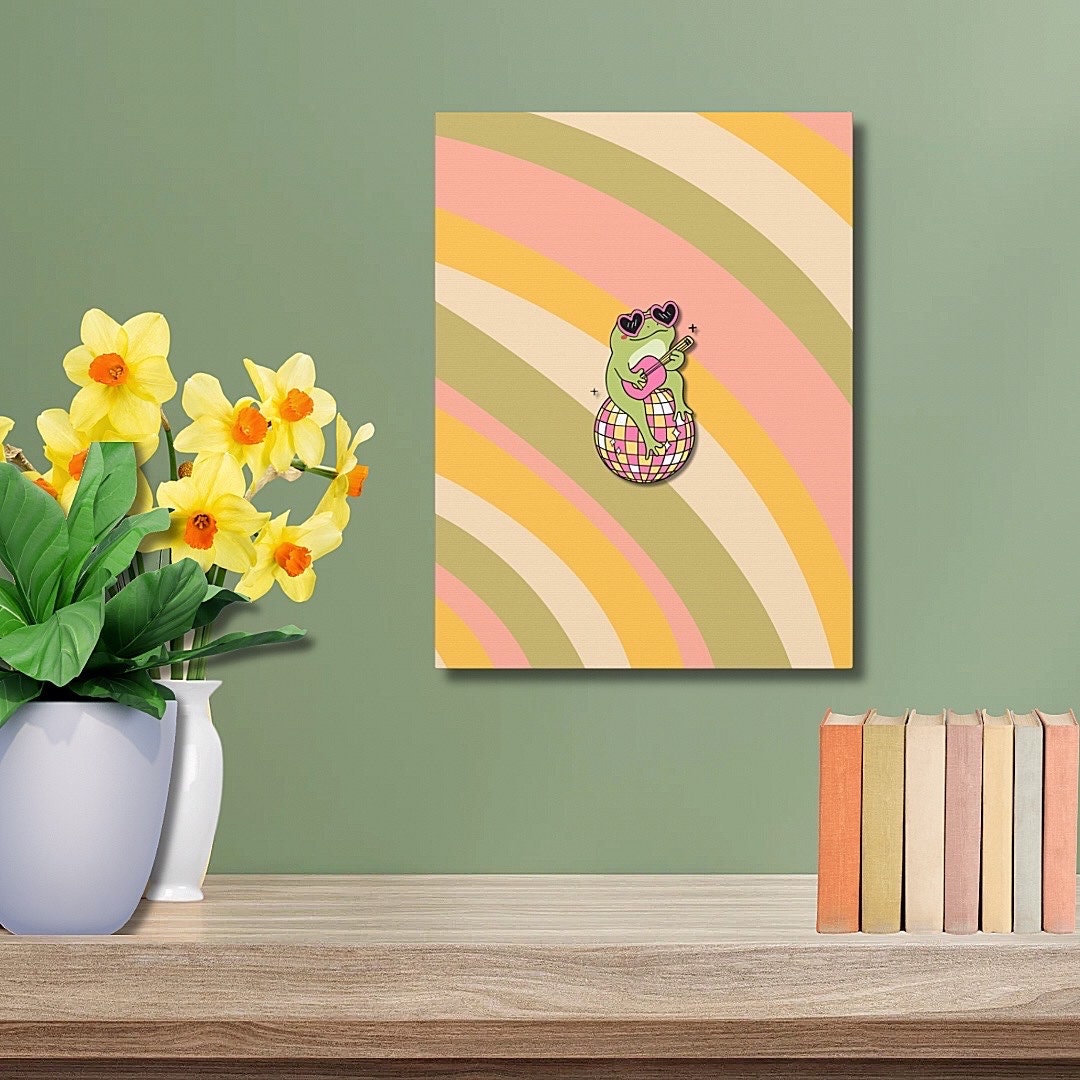Preppy Frog Wall Art, Groovy Preppy Wall Art, Preppy Disco Art, Trendy ...