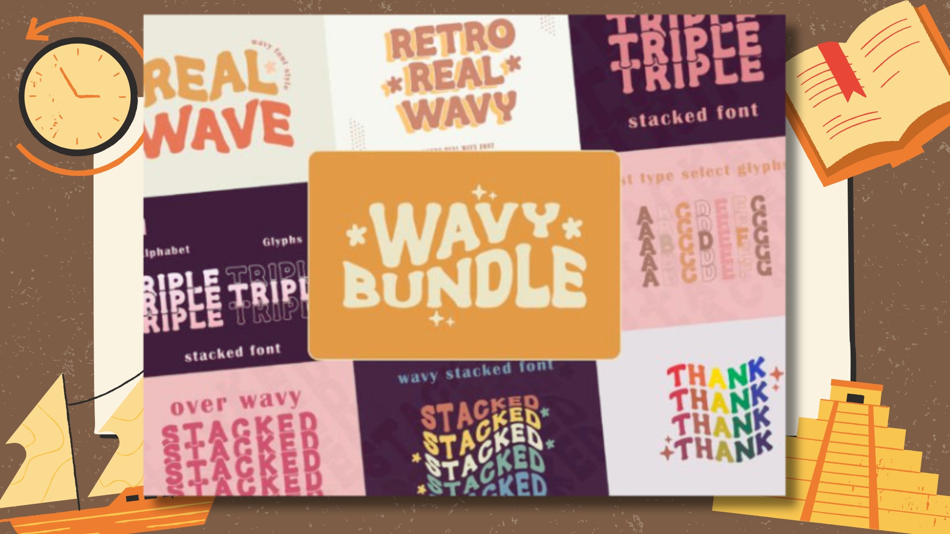 Wavy Stacked Font, Display Font, Cricut Font, Vintage Font, Baby Font ...