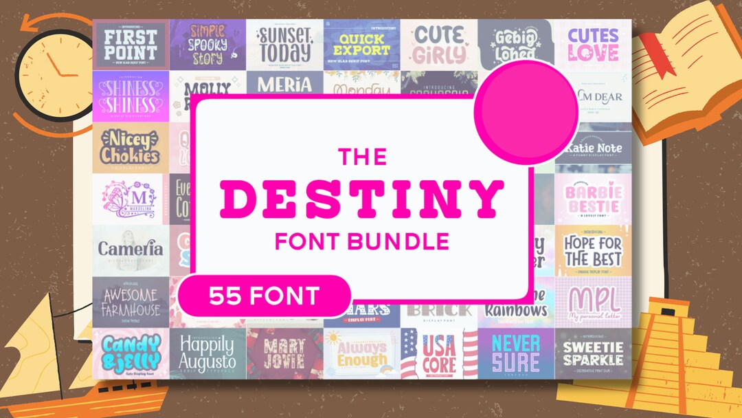 Destiny Font Bundle, Display Font, Cricut Font, Vintage Font, Baby Font ...