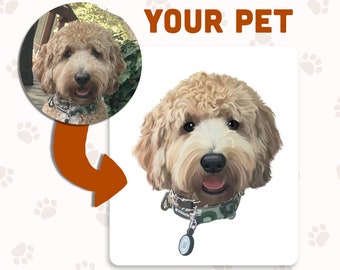 Custom Pet Portraits Using Pet Photo Personalized Digital Dog Portraits Cat Portraits Custom Dog ...