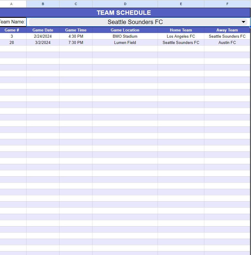 Ultimate Sports Standings Scores & Schedule Spreadsheet | Automated ...