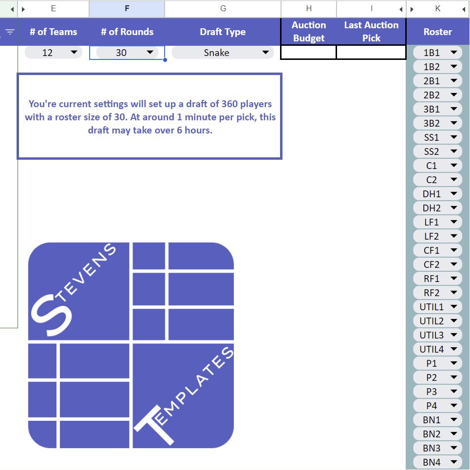 Fantasy Baseball Draft Board | Google Sheet Template (2024) - Etsy