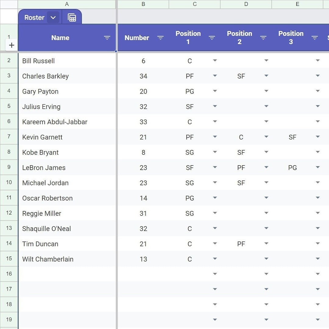 Basketball Roster Scoresheet Stat Tracker Spreadsheet Automated Google ...