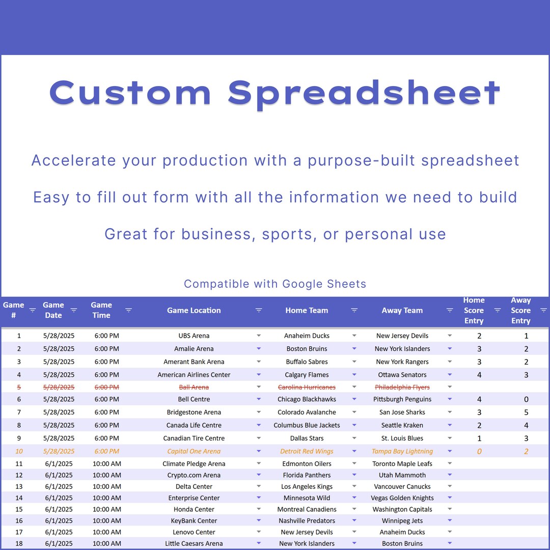 Custom Google Sheets Template: Personalized Business Spreadsheet - Etsy