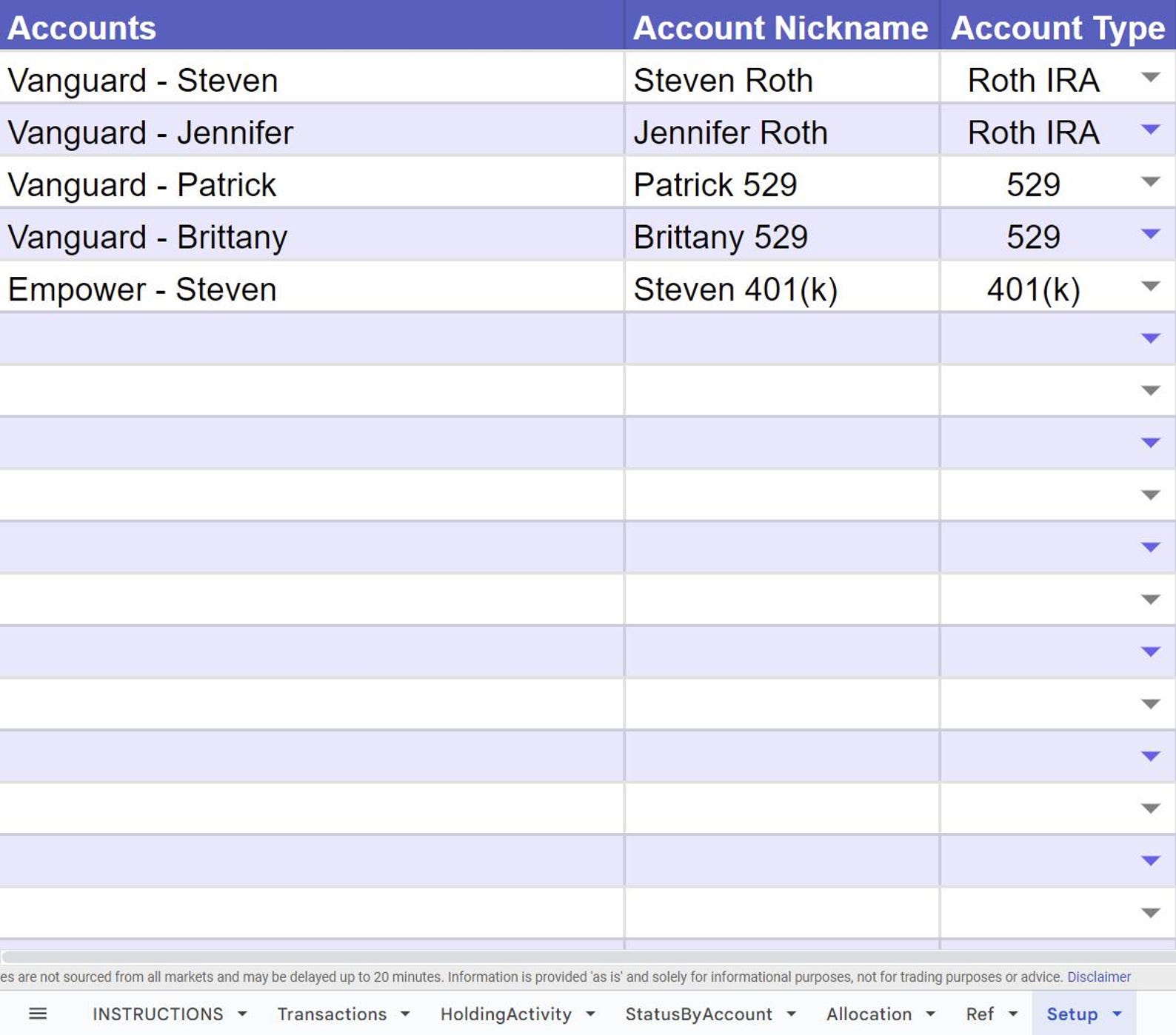 Investment Portfolio Tracker | Automated Google Sheet - Etsy