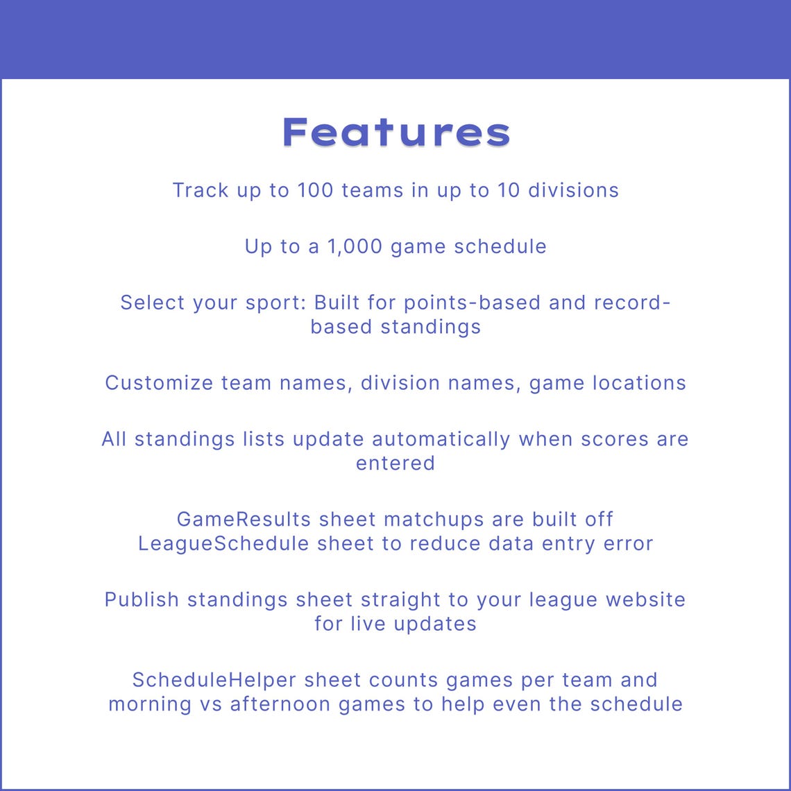 Ultimate Sports Standings Scores Schedule Spreadsheet Automated Google ...