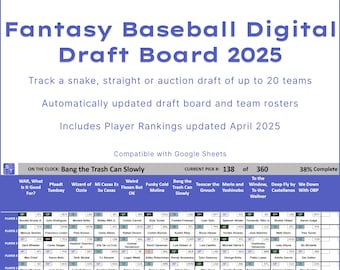 Fantasy Baseball Digital Draft Board Big Screen Draft Board Fantasy ...