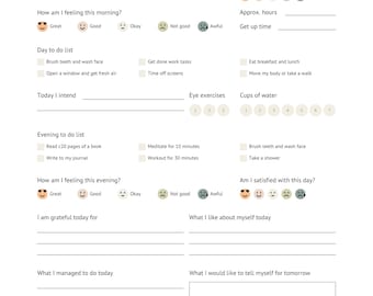 Mental Health Daily Tracker - Editable Template - Etsy