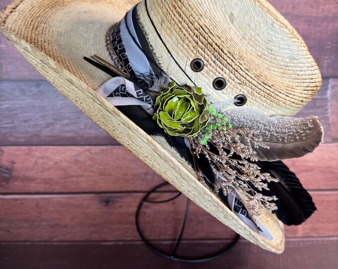 Palm Straw Cowboy Hat - Etsy