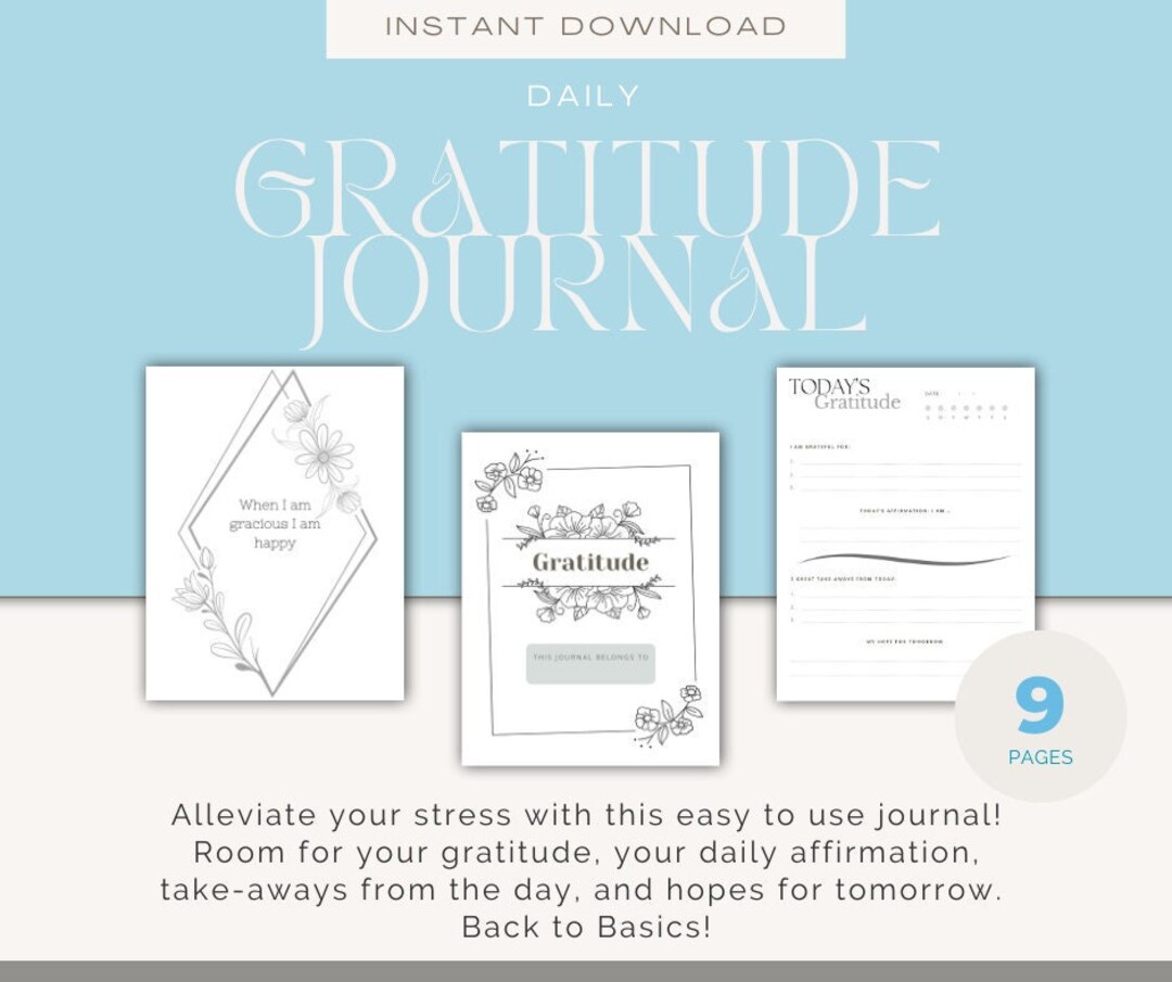 Gratitude Journal - Simple Flower Theme - Mindfulness & Positive ...
