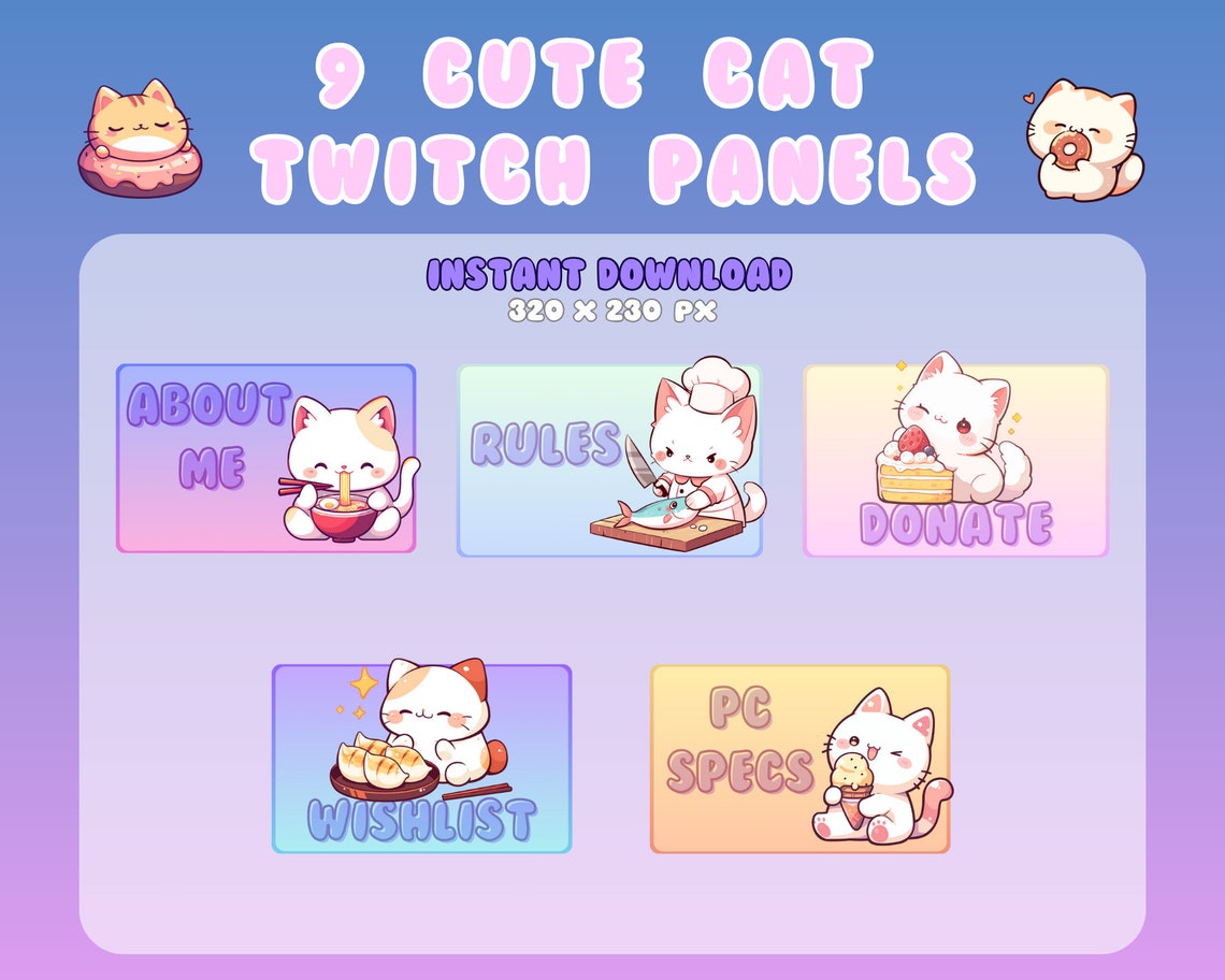 Twitch Panels, Cat Twitch Panels, Cute Cat Twitch Panels, Kawaii Twitch ...