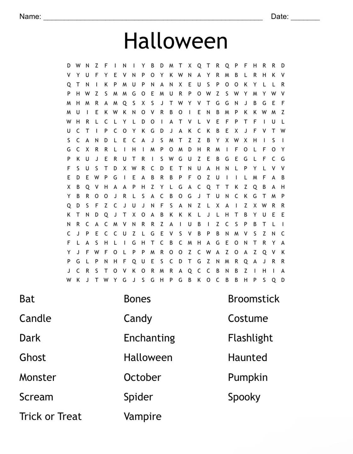 Spooktacular Halloween Word Search Puzzle - Etsy