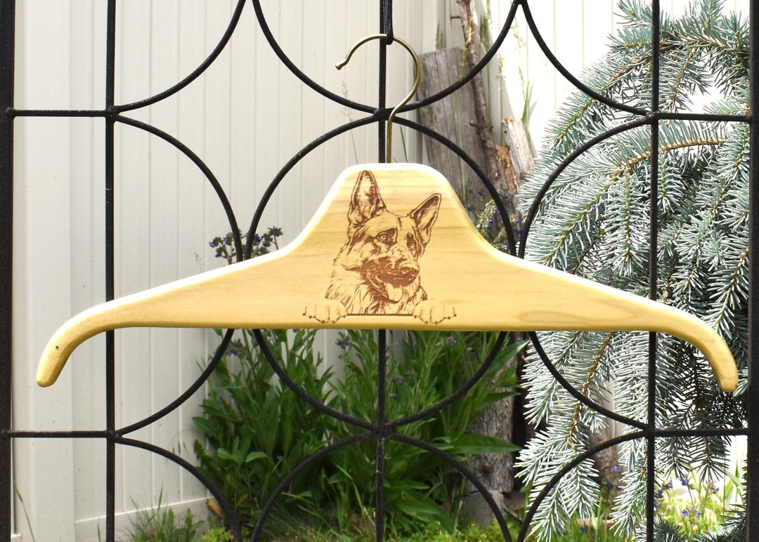 Wood Coat Hanger With Dog Design - Etsy