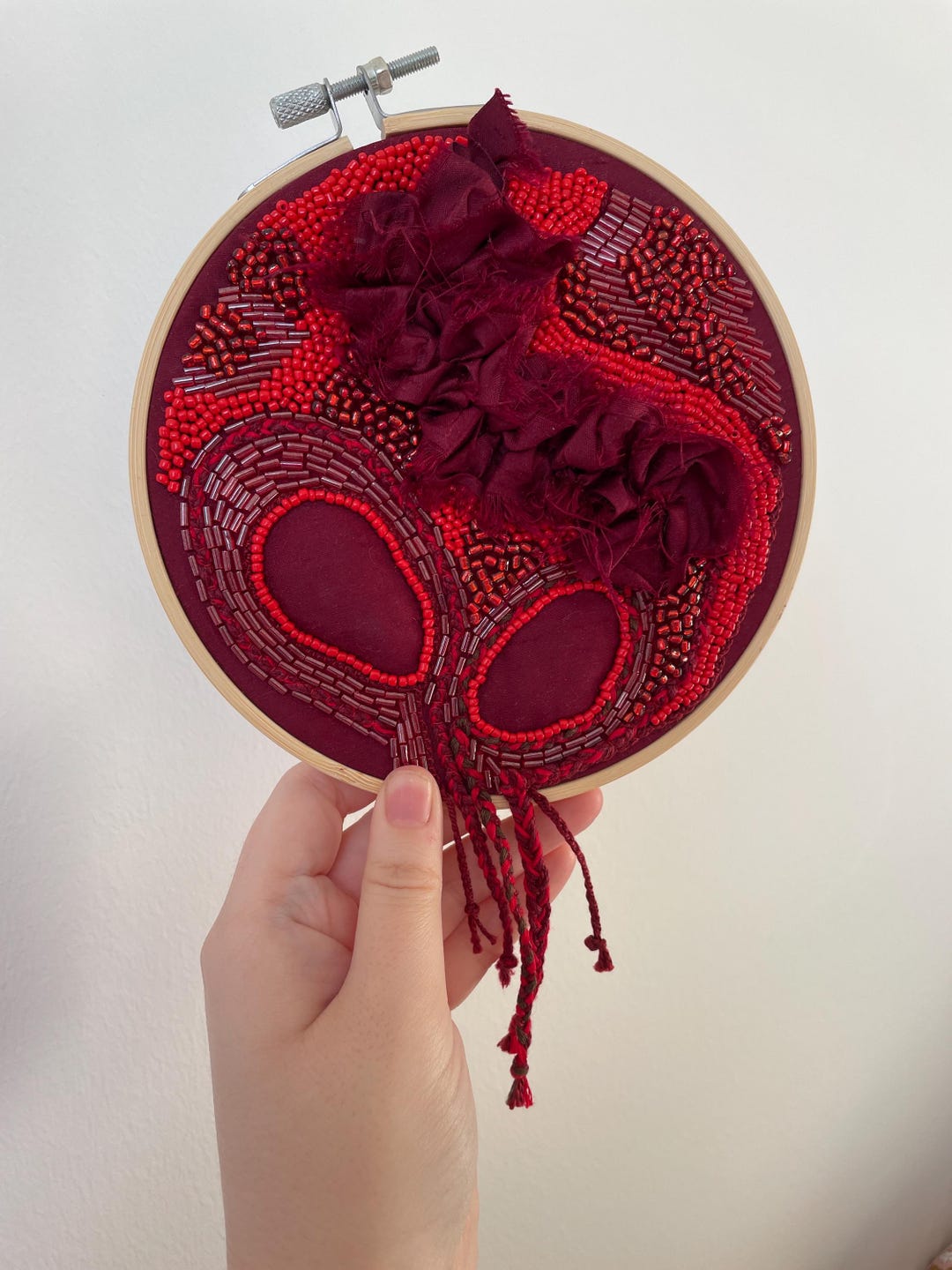 Red Burgundy Gothic Bleeding Embroidery Art Hoop Wall Piece Textured - Etsy
