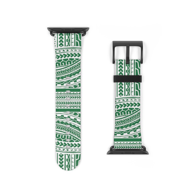 Watch Band - Samoan Design - Polynesian Design - Green & White - Etsy