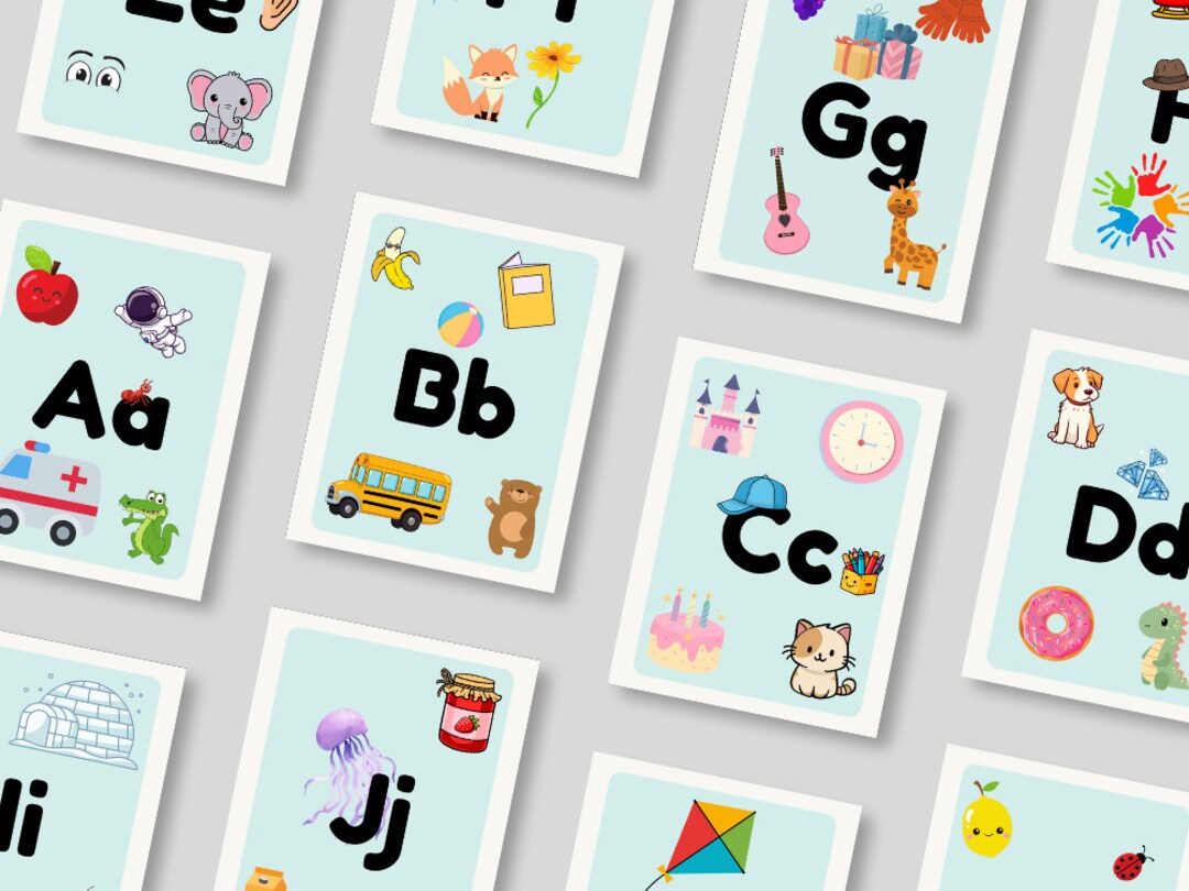 Cute Alphabet Posters for Classroom, Baby Blue & Aesthetic Designs ...