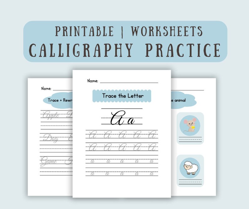 Back to School Calligraphy Practice Worksheet - Alphabet & Word Tracing ...